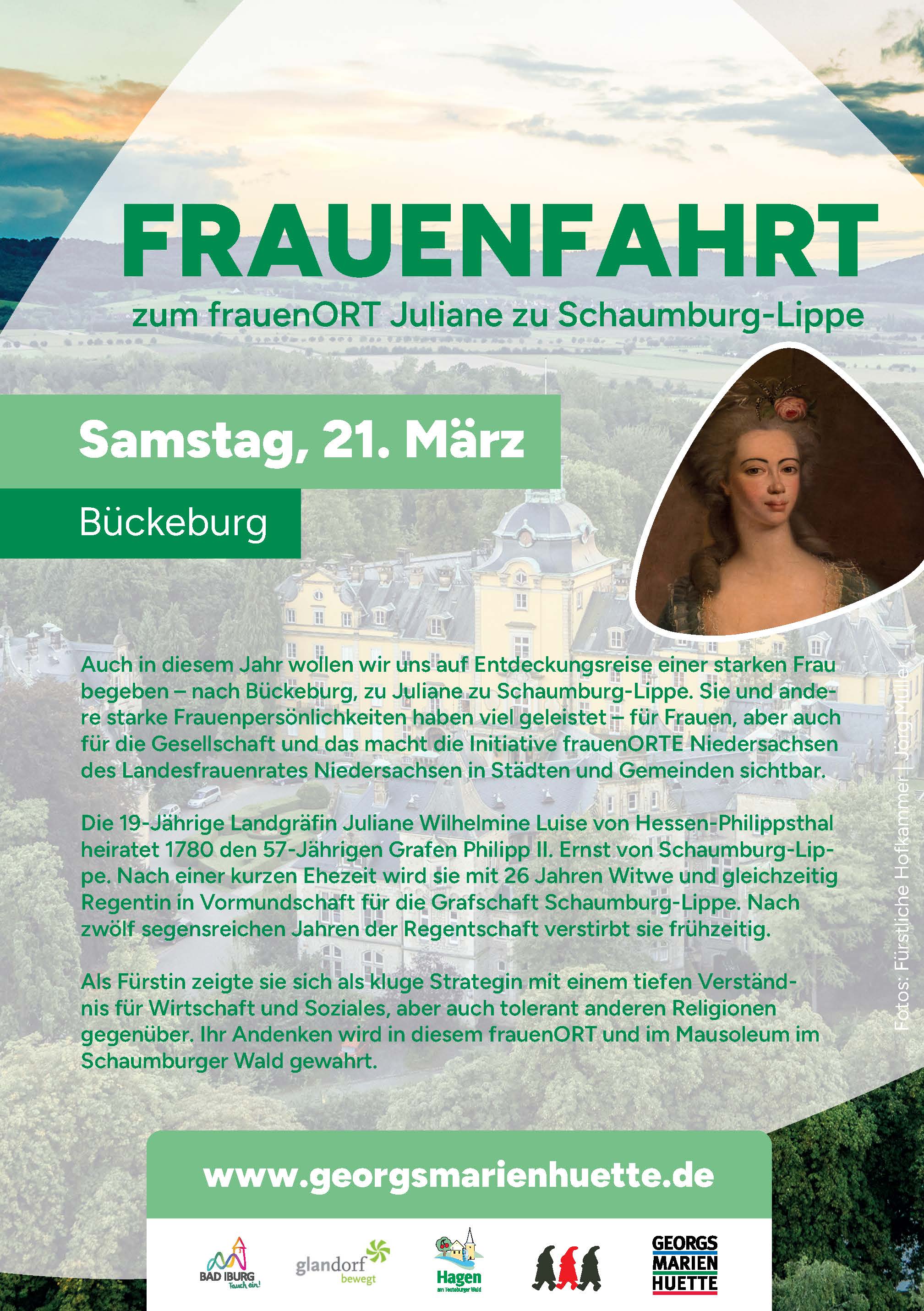 Frauenfahrt 2026 führt nach Bückeburg – auf den Spuren einer starken Frau